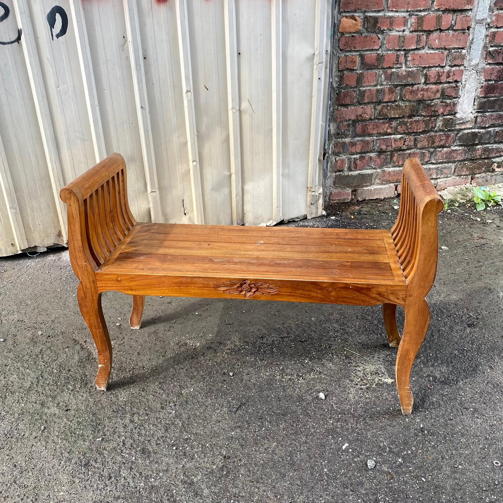 Vintage teak bench store
